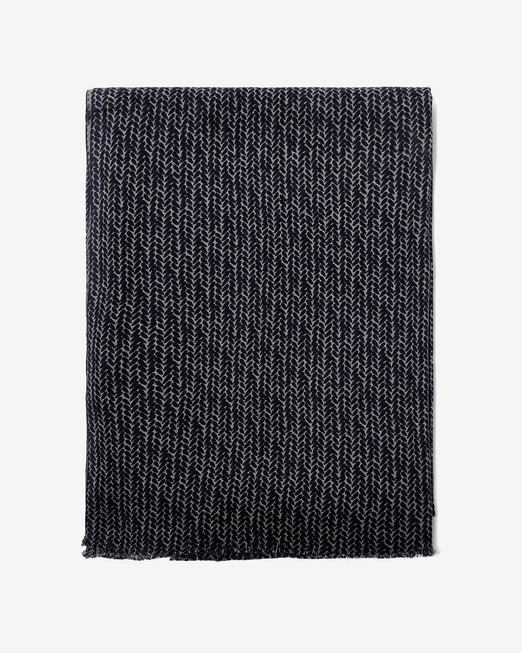 Navy Blue Cotton Scarf With Herringbone Print – Love Persimmon