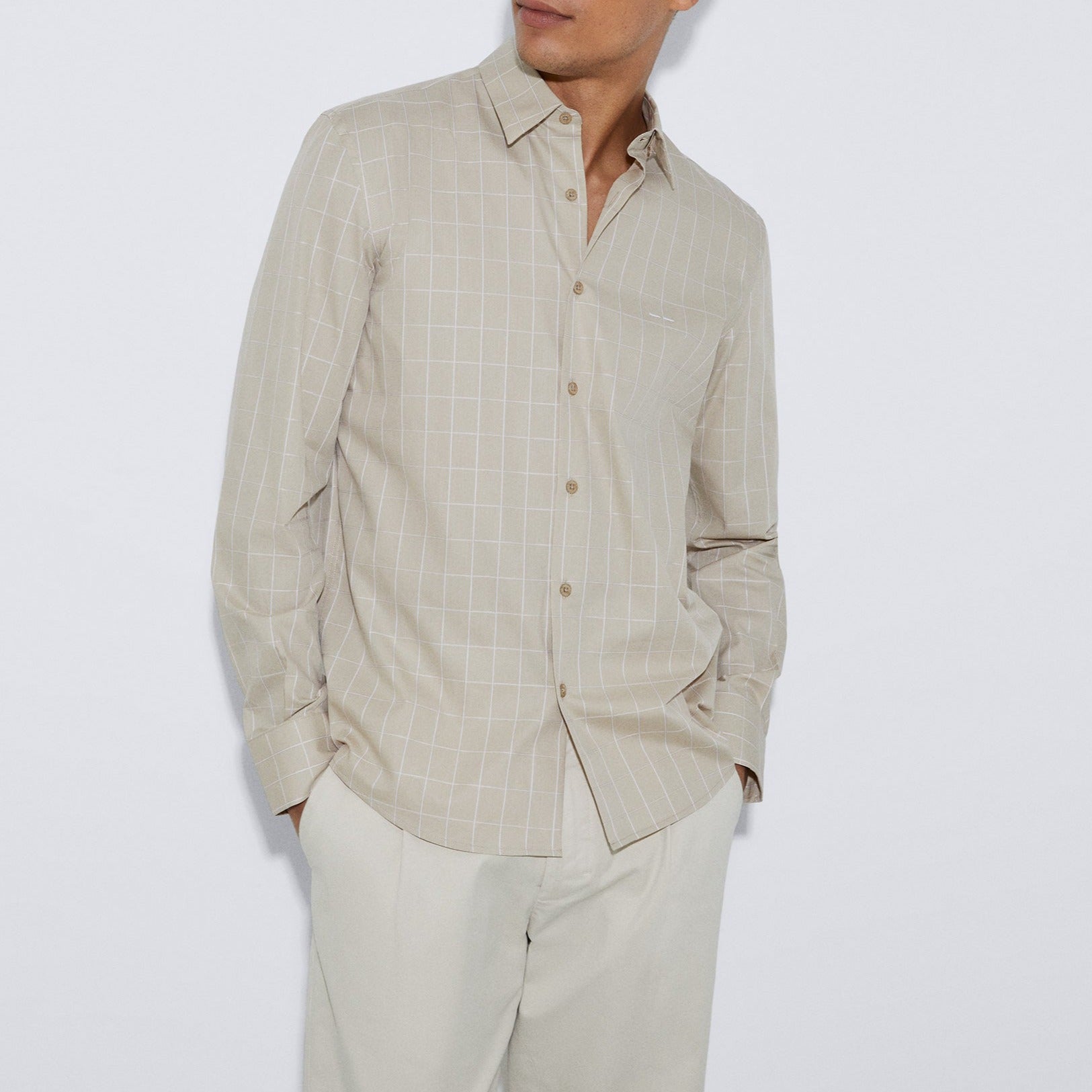 Sand Plaid Cotton Shirt – Love Persimmon