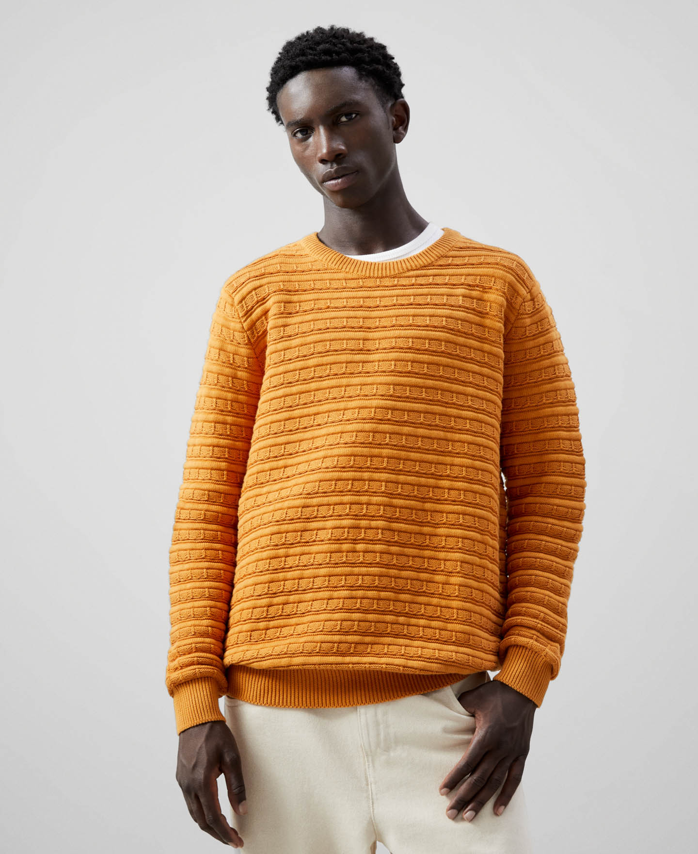 Light Orange Cotton Crew Neck Sweater – Love Persimmon