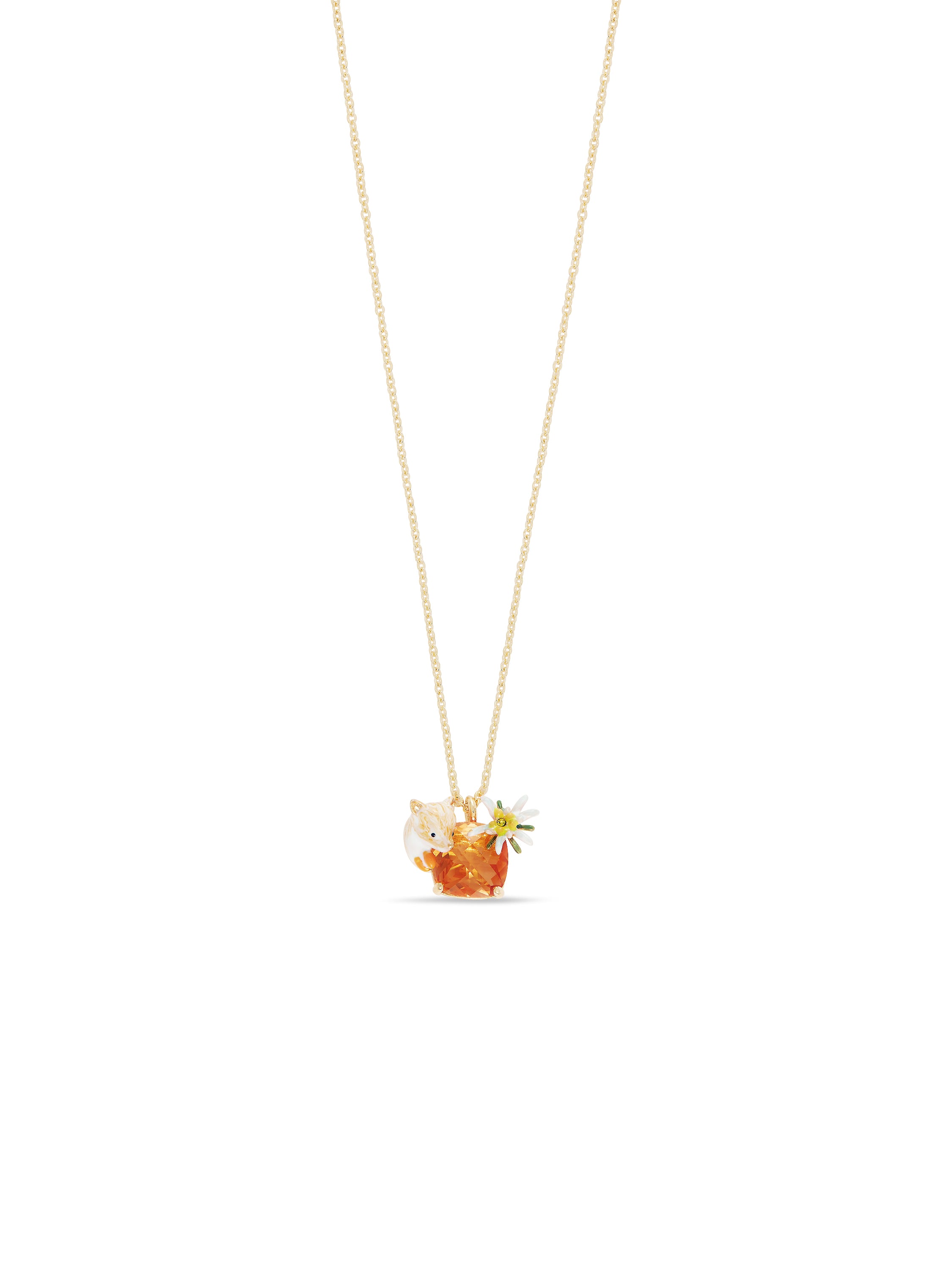 Edelweiss Flower, Arctic Fox And Faceted Crystal Pendant Necklace | AU ...