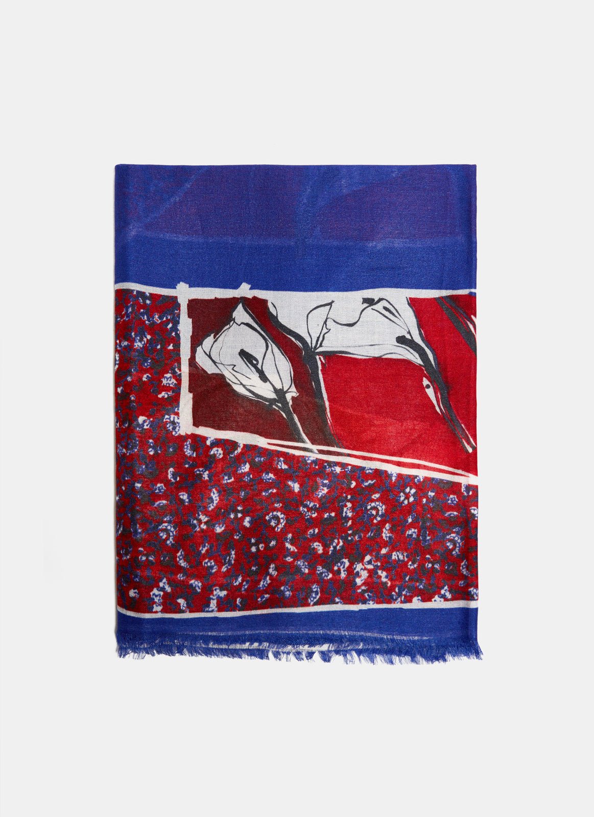 Blue Scarf With Patchwork Print – Love Persimmon