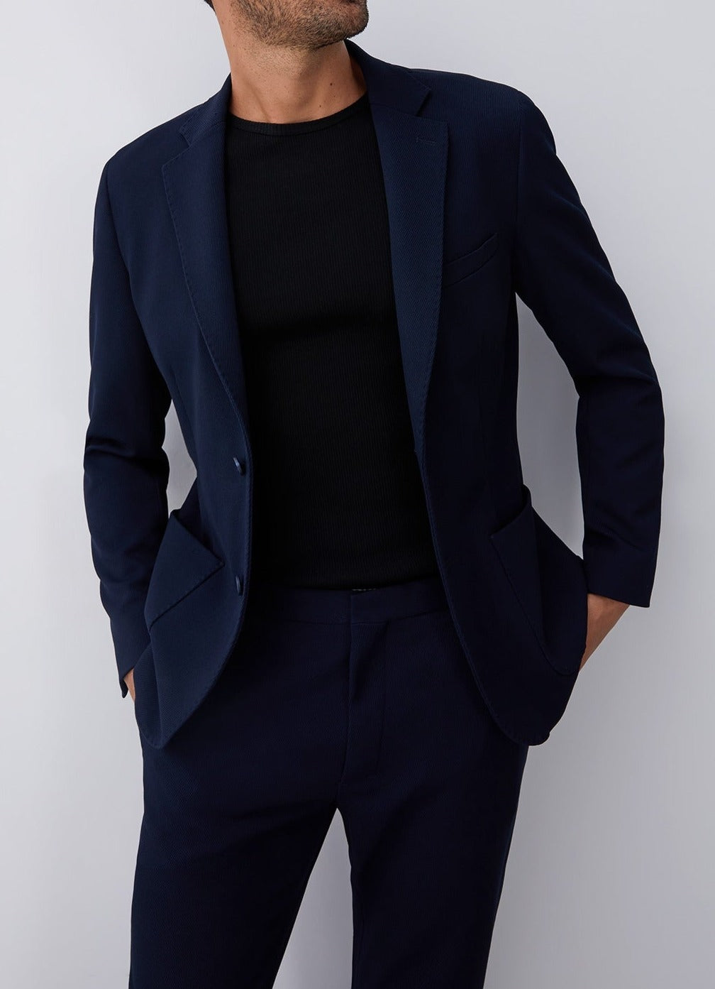 Blue Textured Twill Blazer Jacket – Love Persimmon