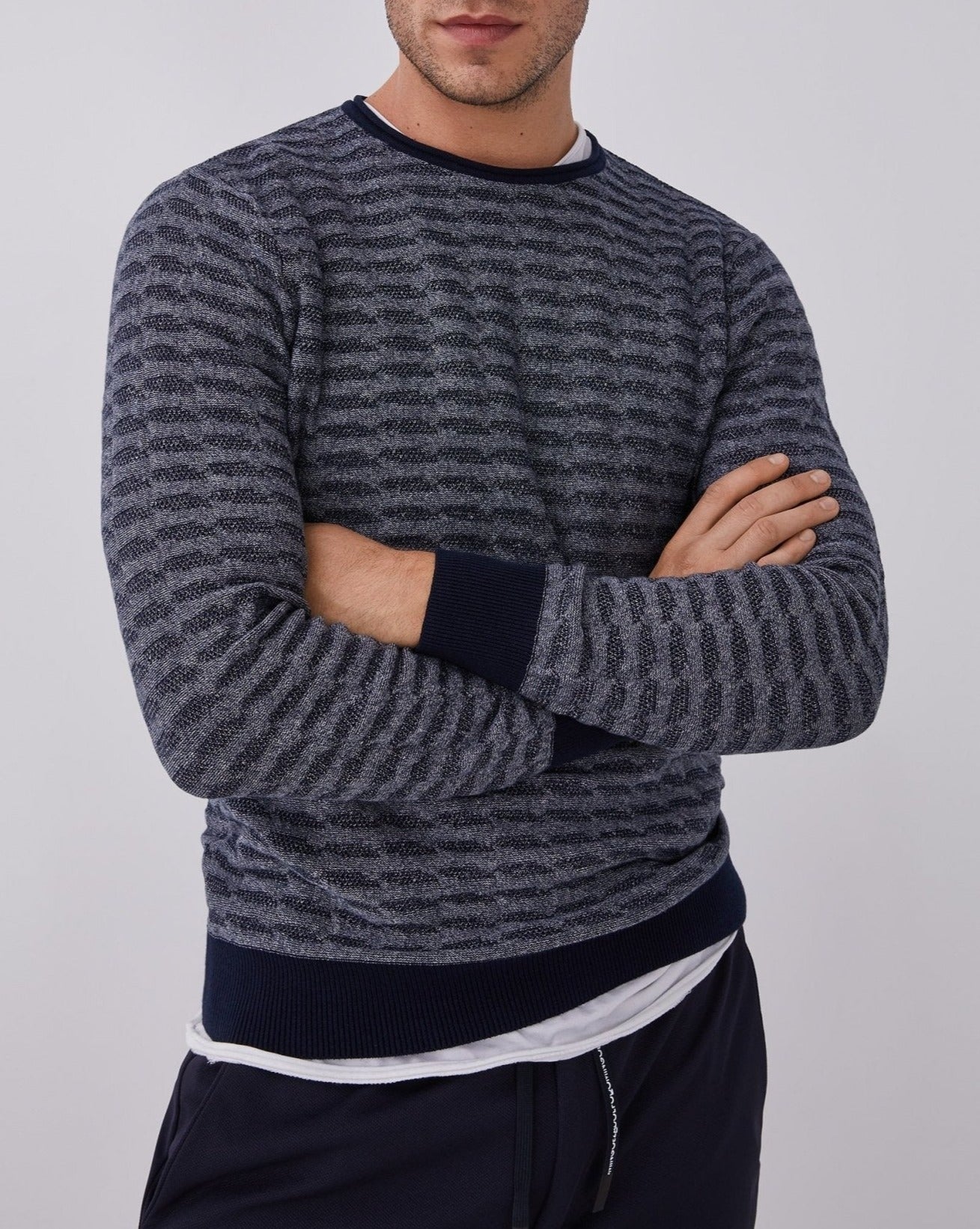 Blue/Grey Printed Cotton Sweater – Love Persimmon