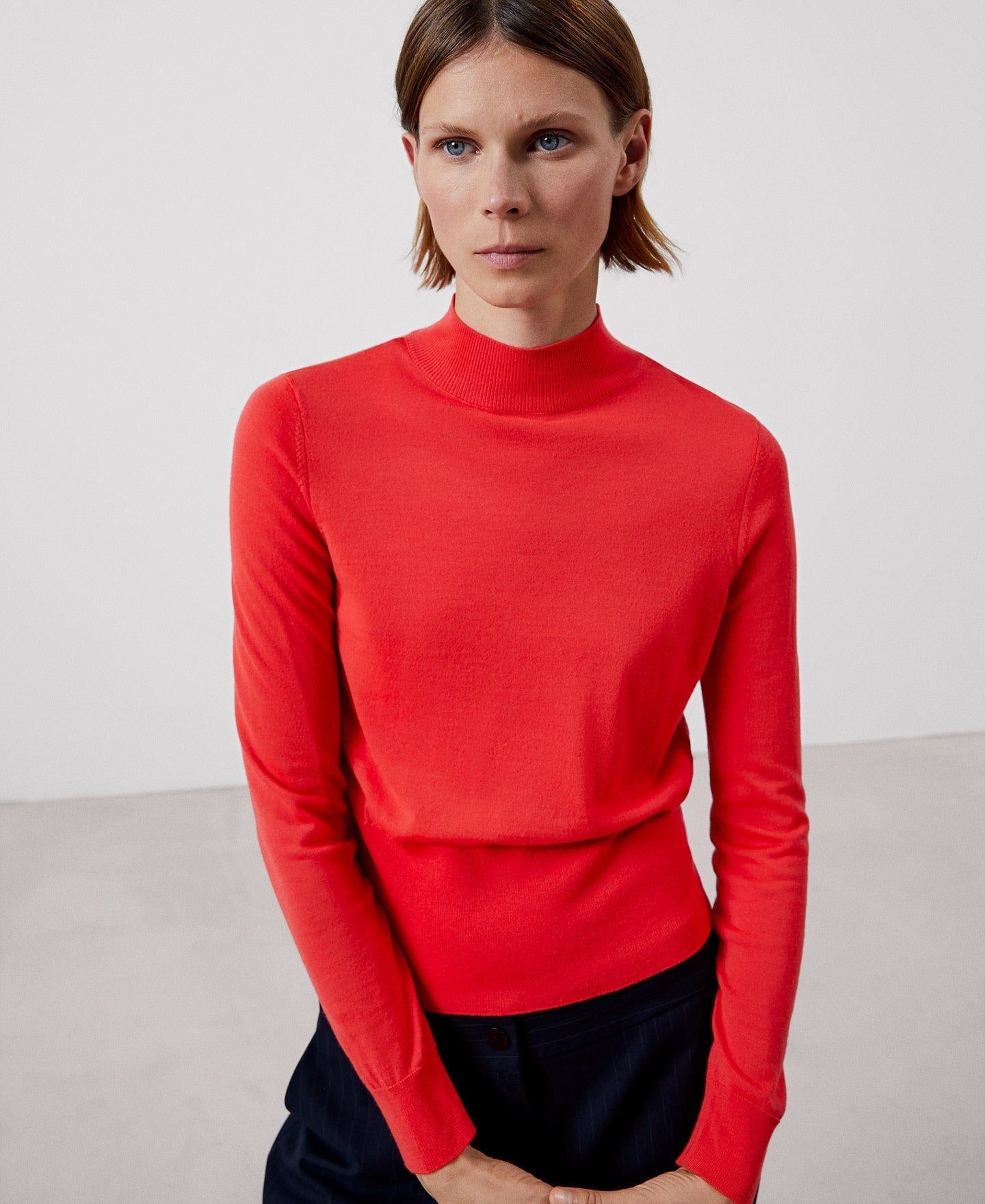 Coral Merino Wool High Collar Sweater – Love Persimmon