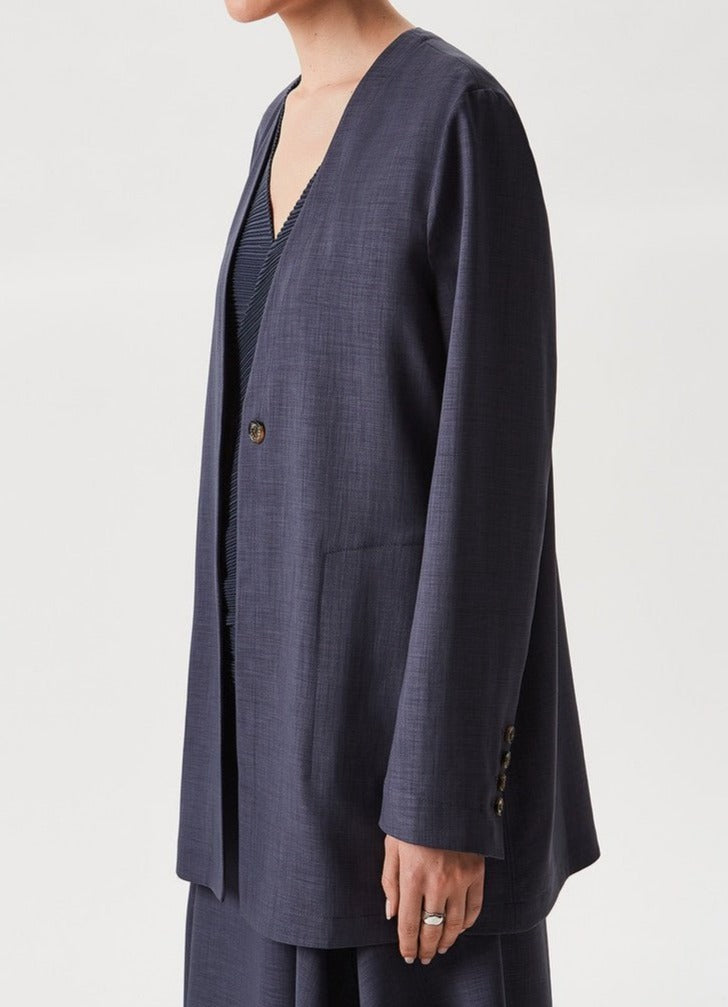 Grey Fluid Blazer Without Lapels – Love Persimmon