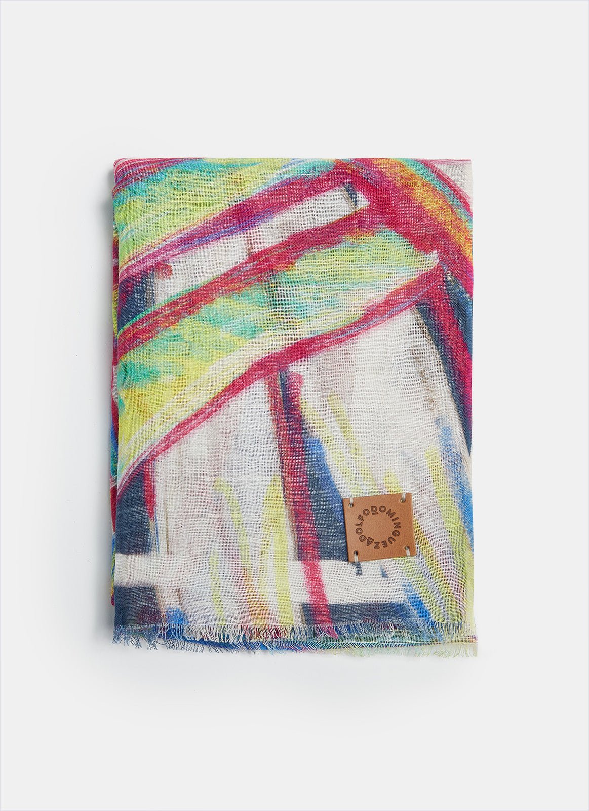 Multicolor Linen Scarf With Feather Print – Love Persimmon