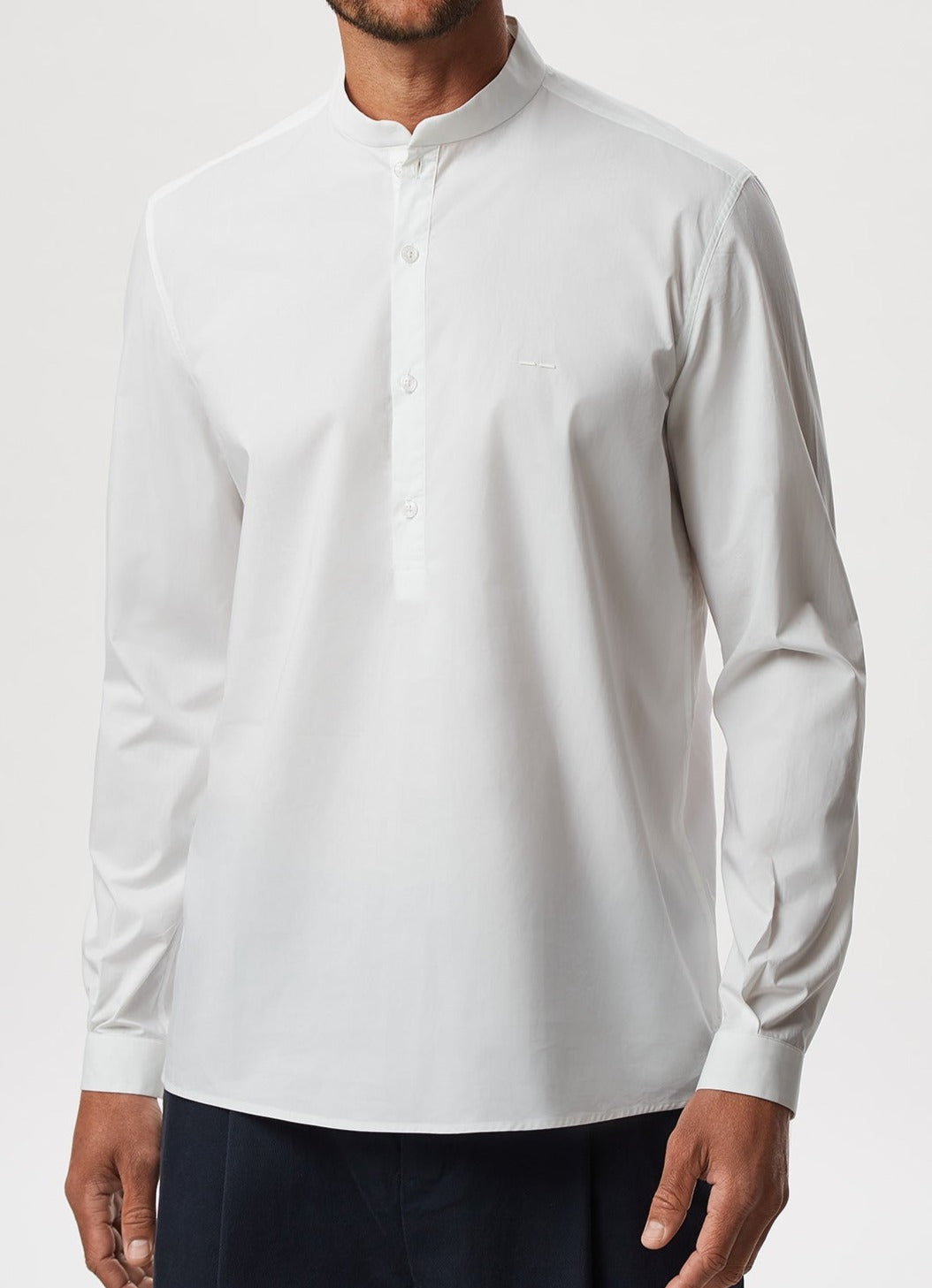White Organic Cotton Mandarin Collar Shirt – Love Persimmon