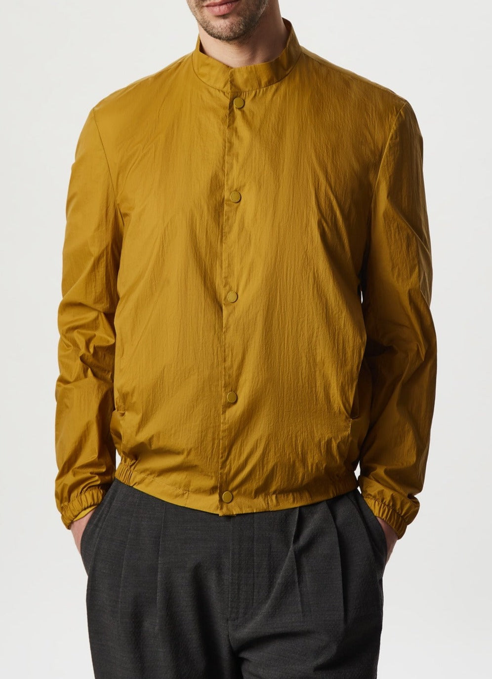 Yellow Nylon Jacket With Raised Collar – Love Persimmon